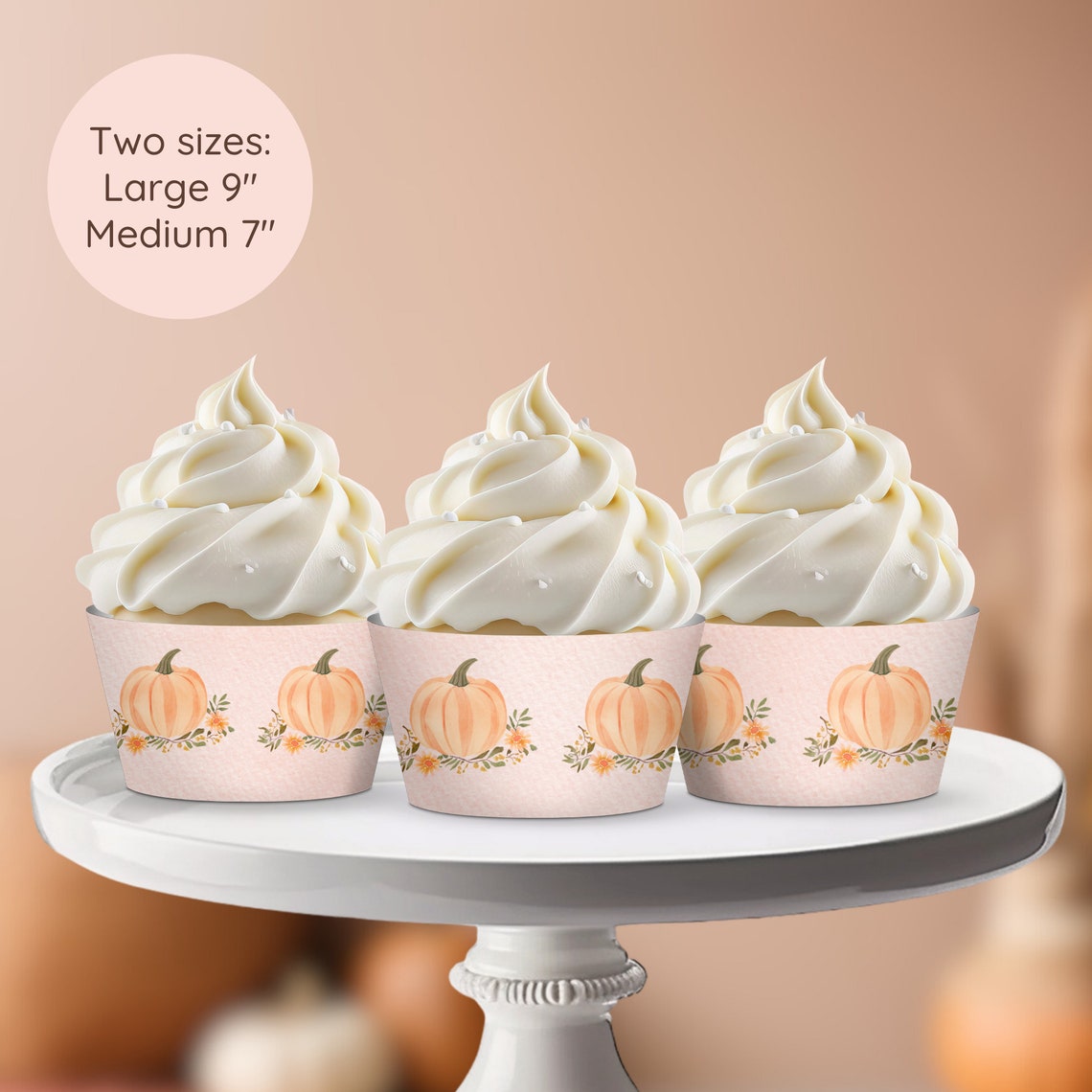 Fall Pumpkin Baby Shower Cupcake Wrappers (PDF Printable) - Etsy
