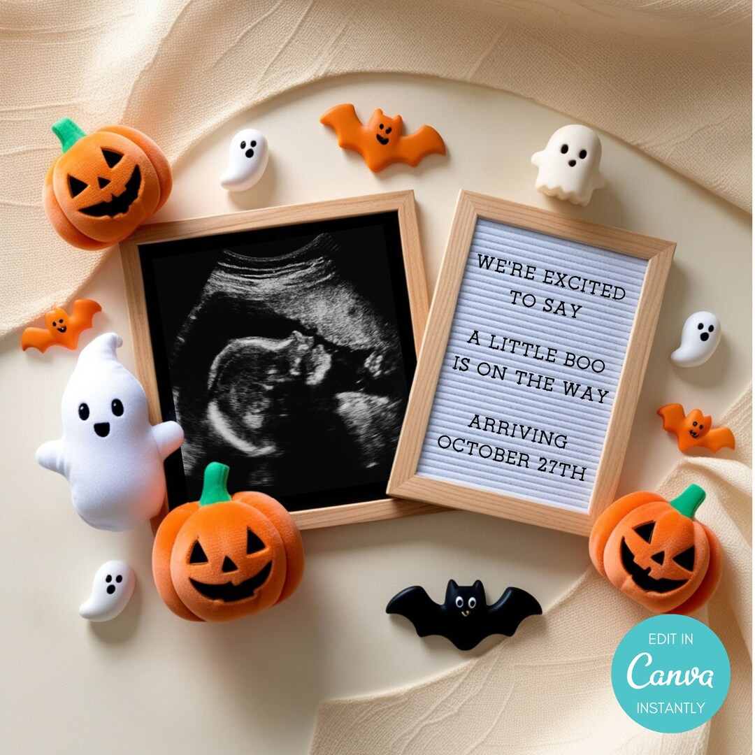 Editable Halloween Pregnancy Announcement: Social Media Template ...