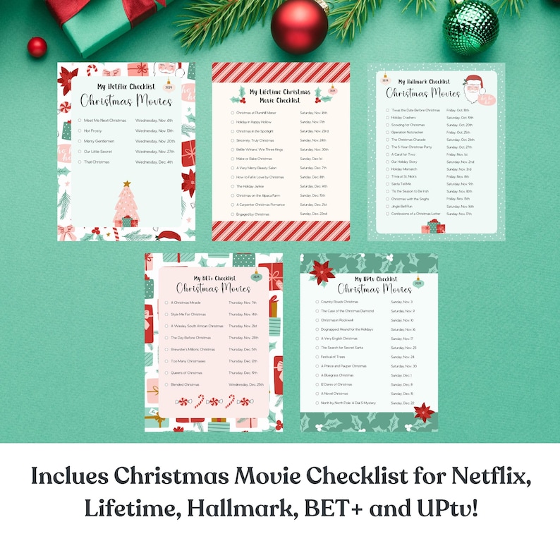 Ultimate Christmas Movie Checklist Bundle Netflix, Lifetime, Hallmark, BET+, Uptv Holiday Movie ...