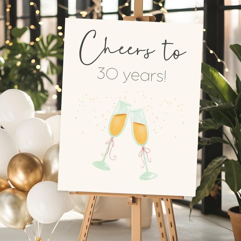 PRINTABLE Cheers to 30 Birthday Sign Adult Birthday Sign 30th Birthday ...