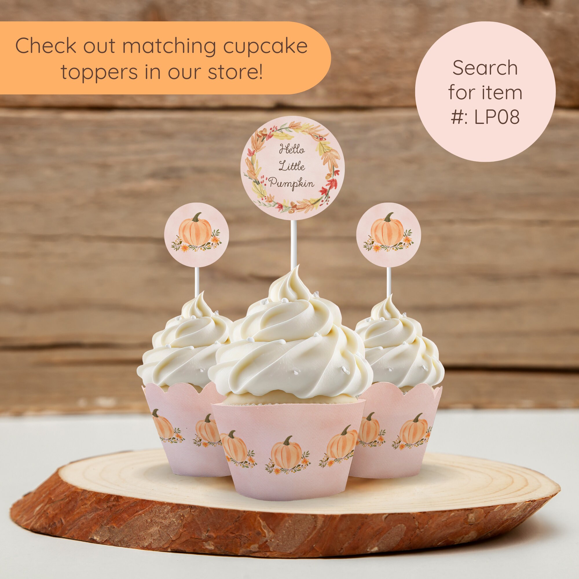 Fall Pumpkin Baby Shower Cupcake Wrappers (PDF Printable) - Etsy
