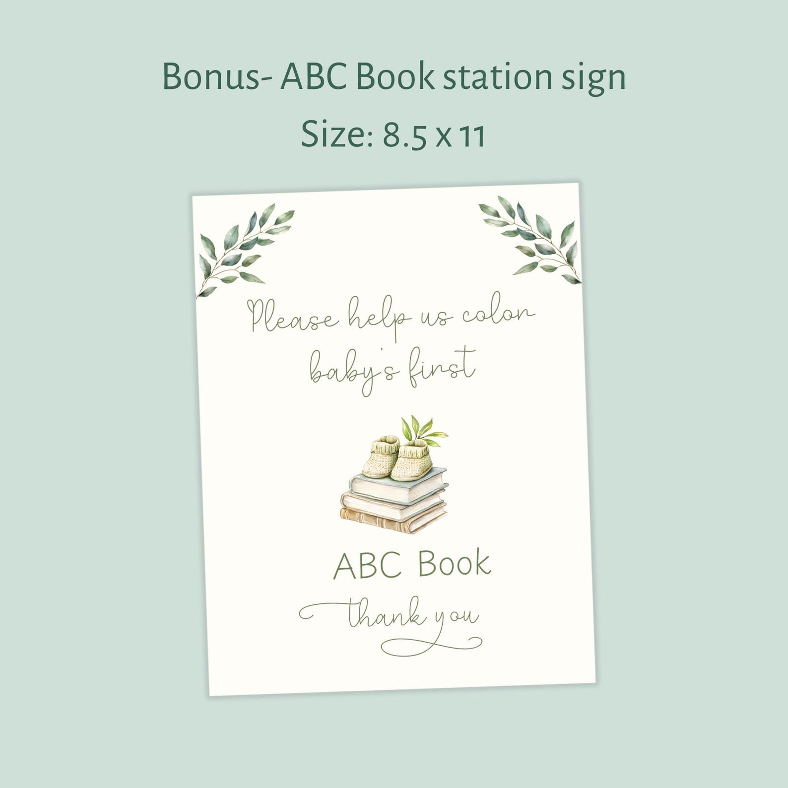 PRINTABLE Baby's First ABC Book Baby Shower Coloring Game Book Baby ...