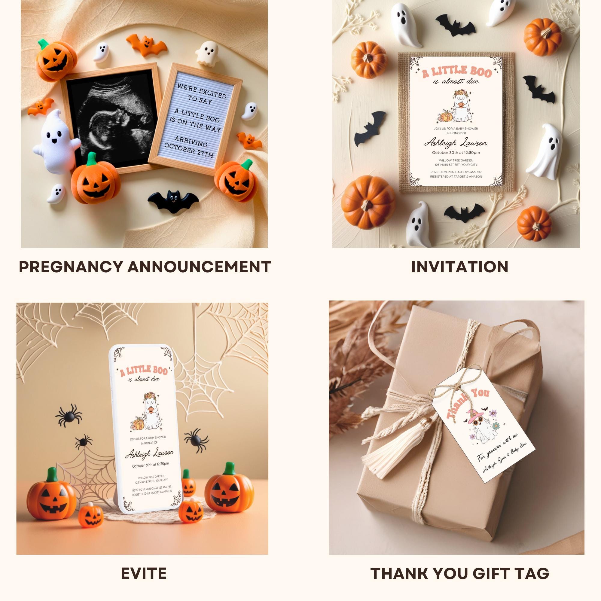 A Little Boo is Almost Due Baby Shower Bundle Cute Ghost Baby Shower ...