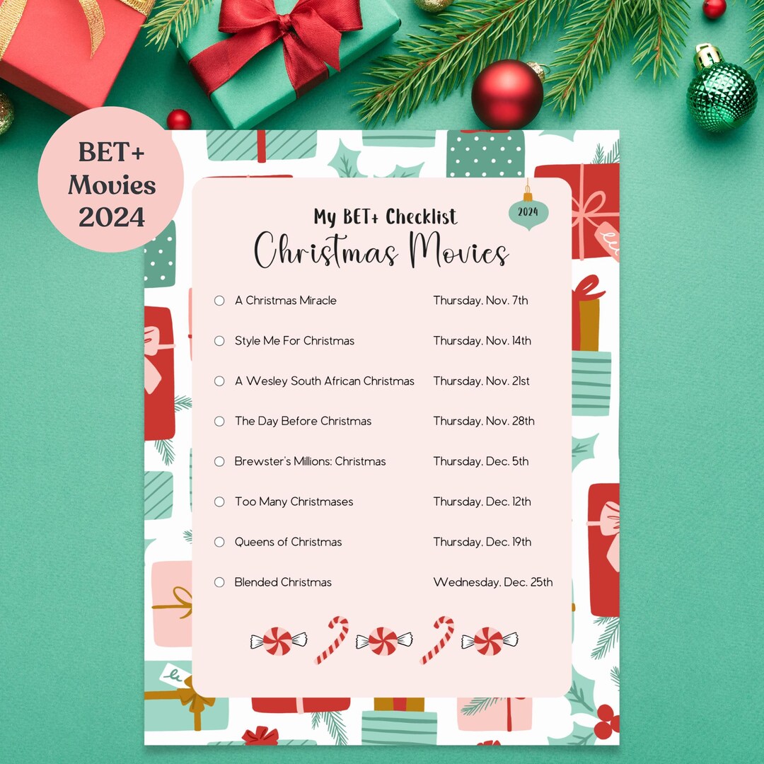 BET+ Christmas Movie Checklist Holiday Movie Tracker Printable ...