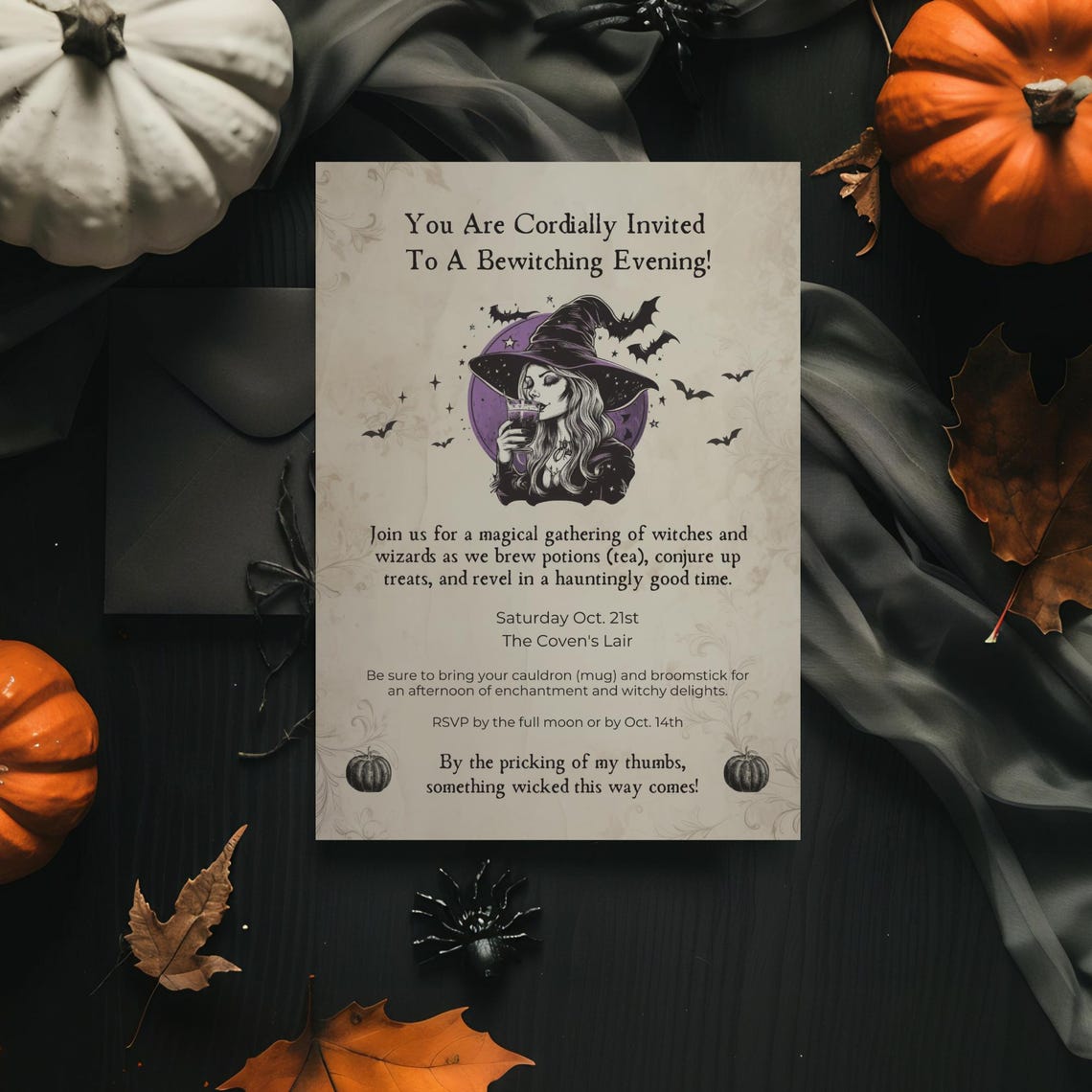 EDITABLE Vintage Witches Bewitching Evening Girls Night Vintage ...