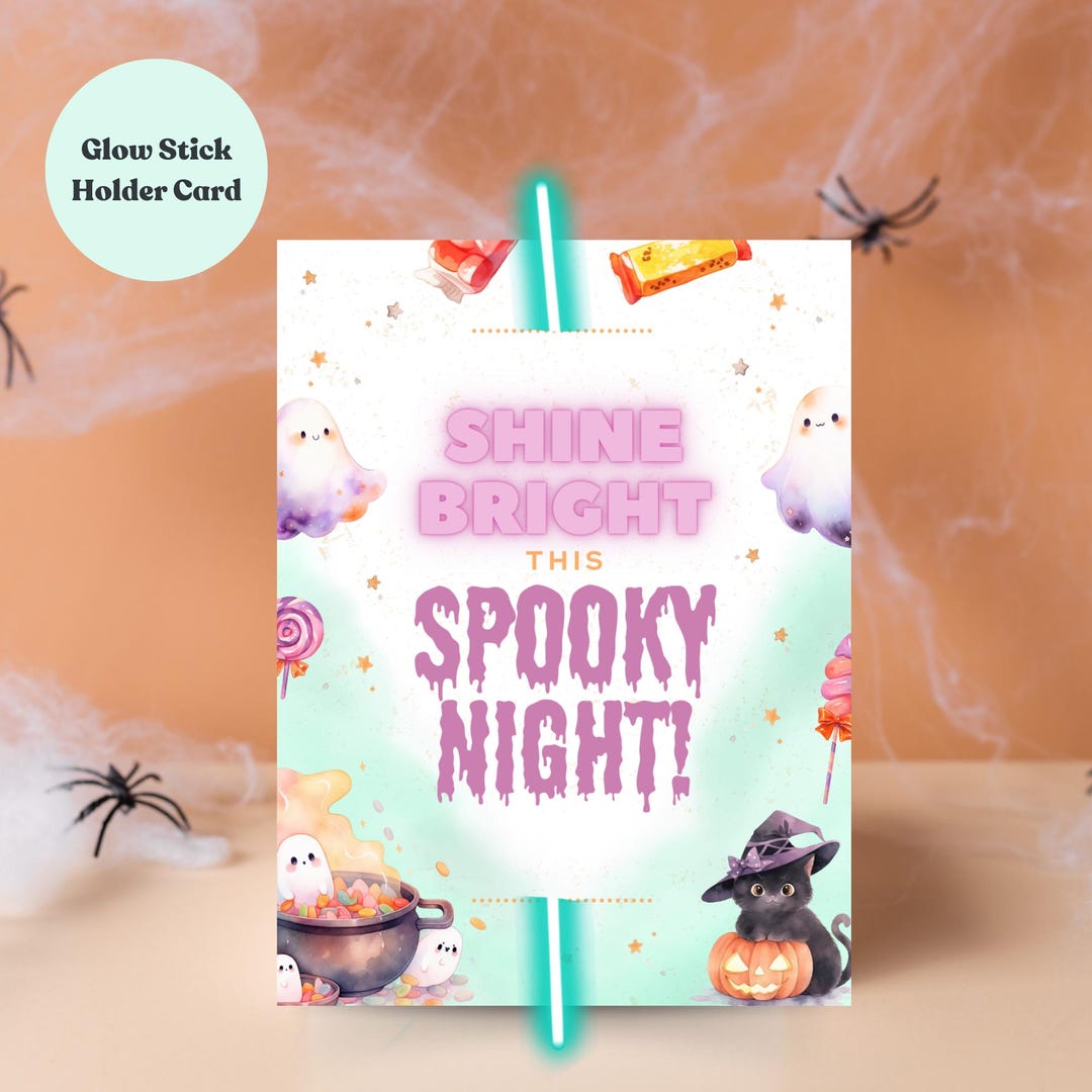 PRINTABLE Kids' Halloween Party Glow Stick Card Halloween Glow Stick ...