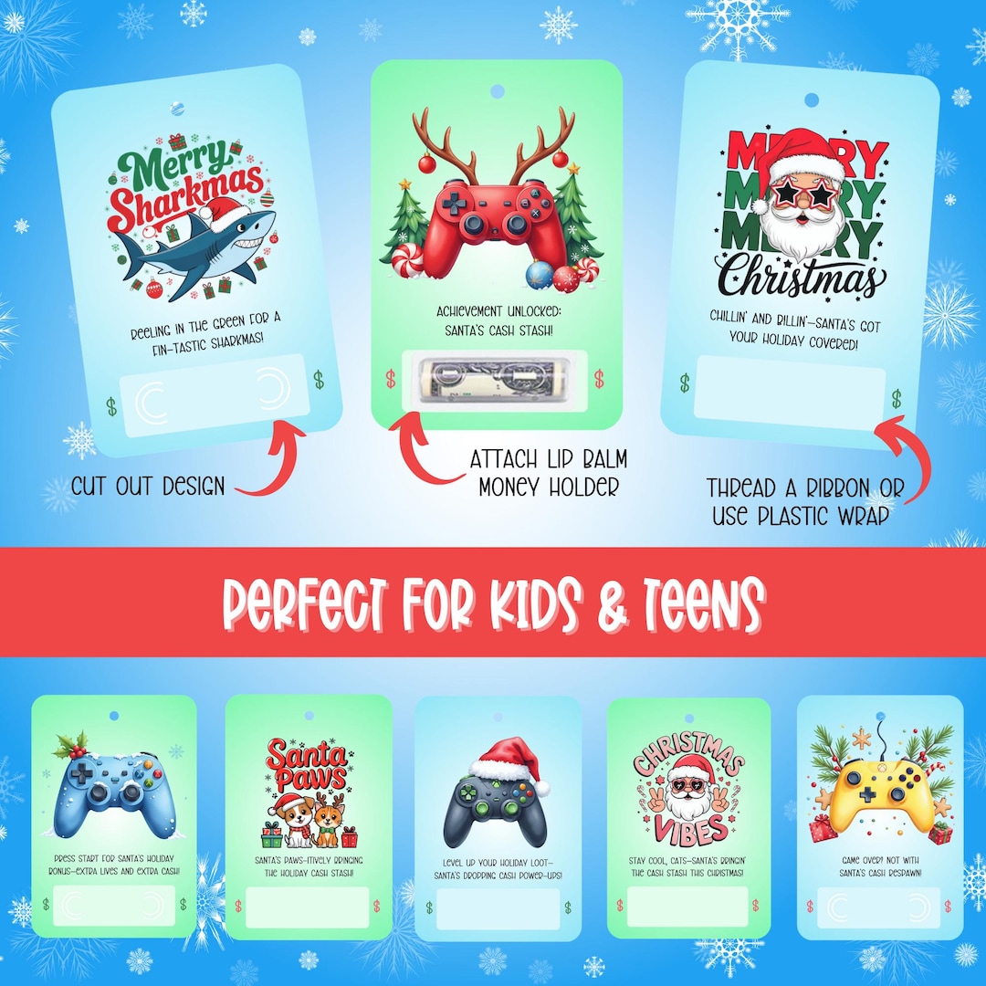 Christmas Money Holder Printable: DIY Gift Card Envelope (instant ...