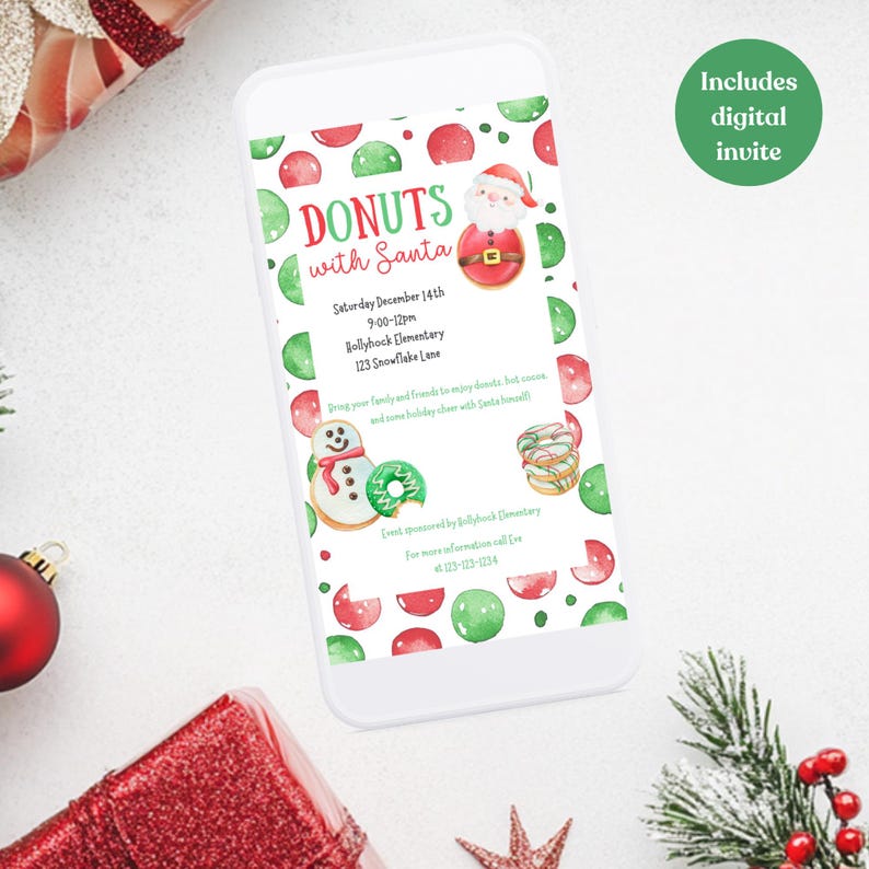 Donuts With Santa Flyer: School Fundraiser Template (digital Download ...
