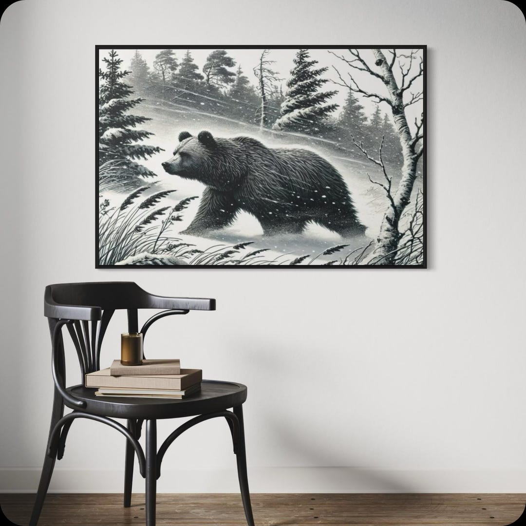 Winter's Guardian | Modern Black Bear Inspired Wall Art Decor - Etsy