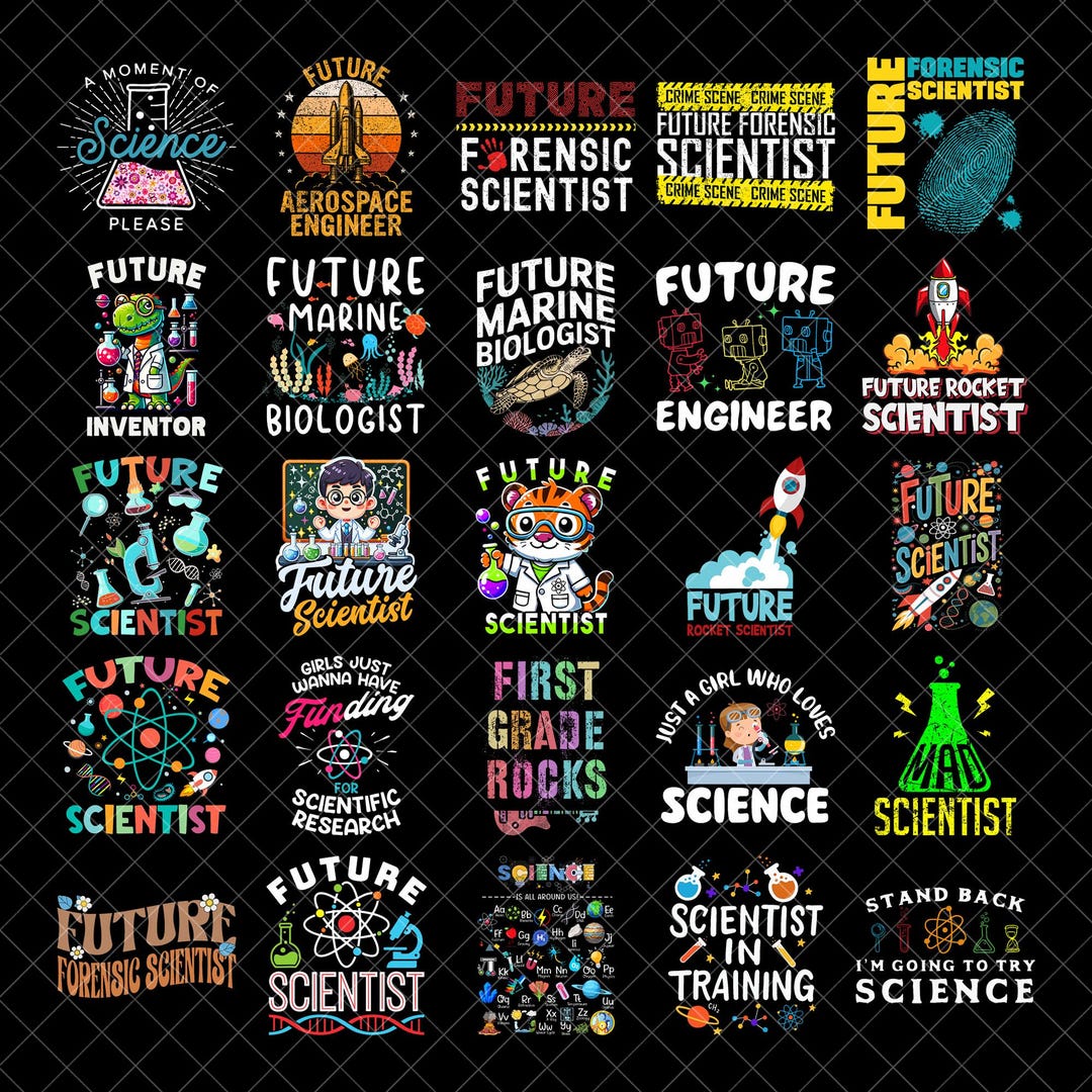 Future Scientist Png Bundle, Instant Download, Funny Science T-shirt ...