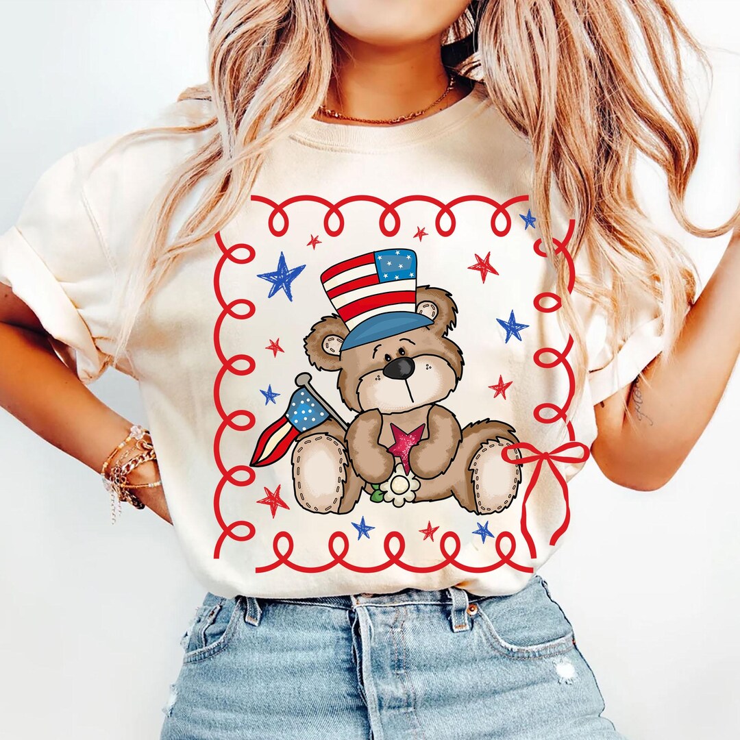Retro Bear Coquette 4th of July Png, Independence Day Png, Funny Bear ...