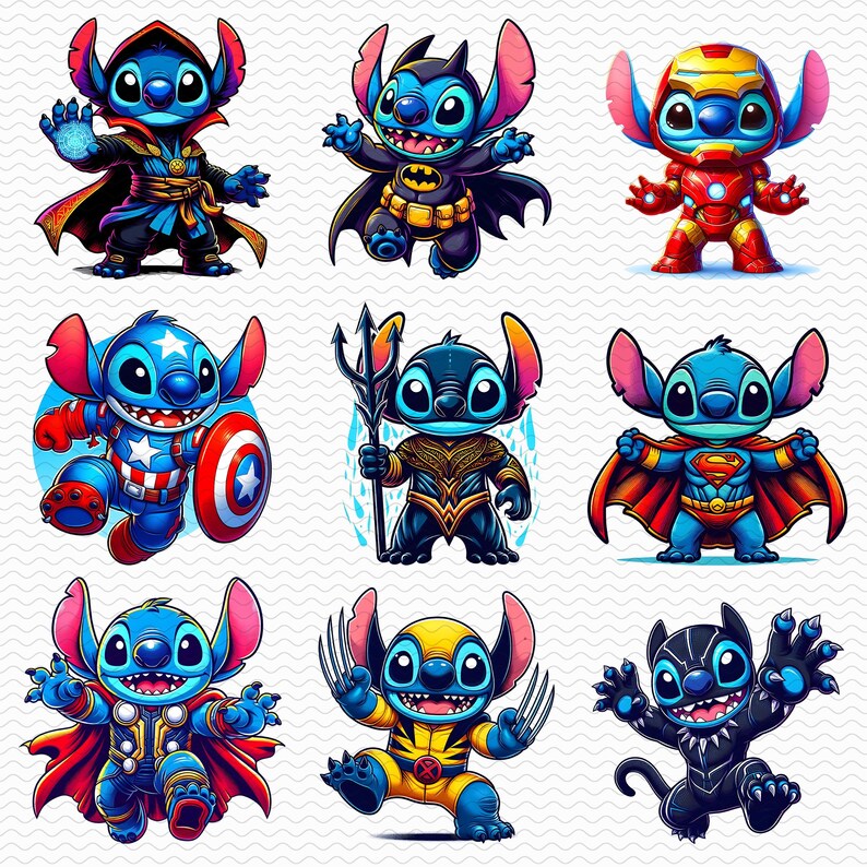 Funny Stitch Cosplay Hero Bundle Png, Lilo & Stitch Emotion Design Png ...
