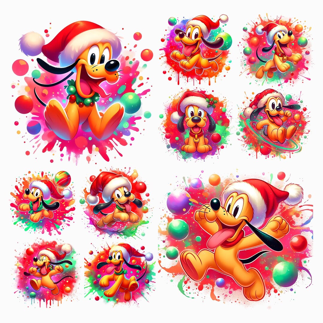 Pluto Cartoon Clipart Christmas Bundle, Pluto PNG, Pluto Splash ...