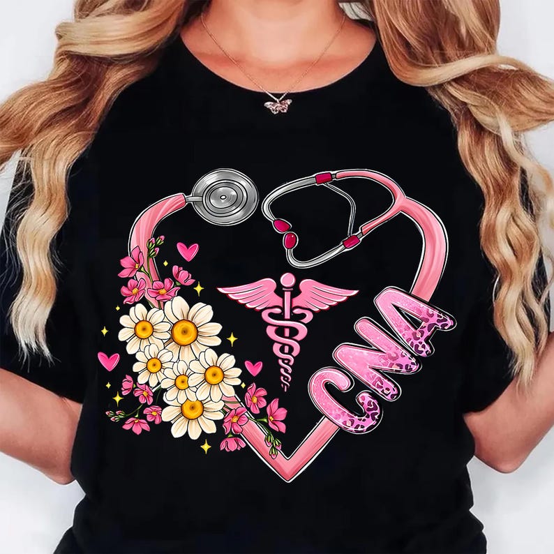 Nurse Cna Floral Png Bundle, Floral Bow Nurse Cna Stethoscope Png ...