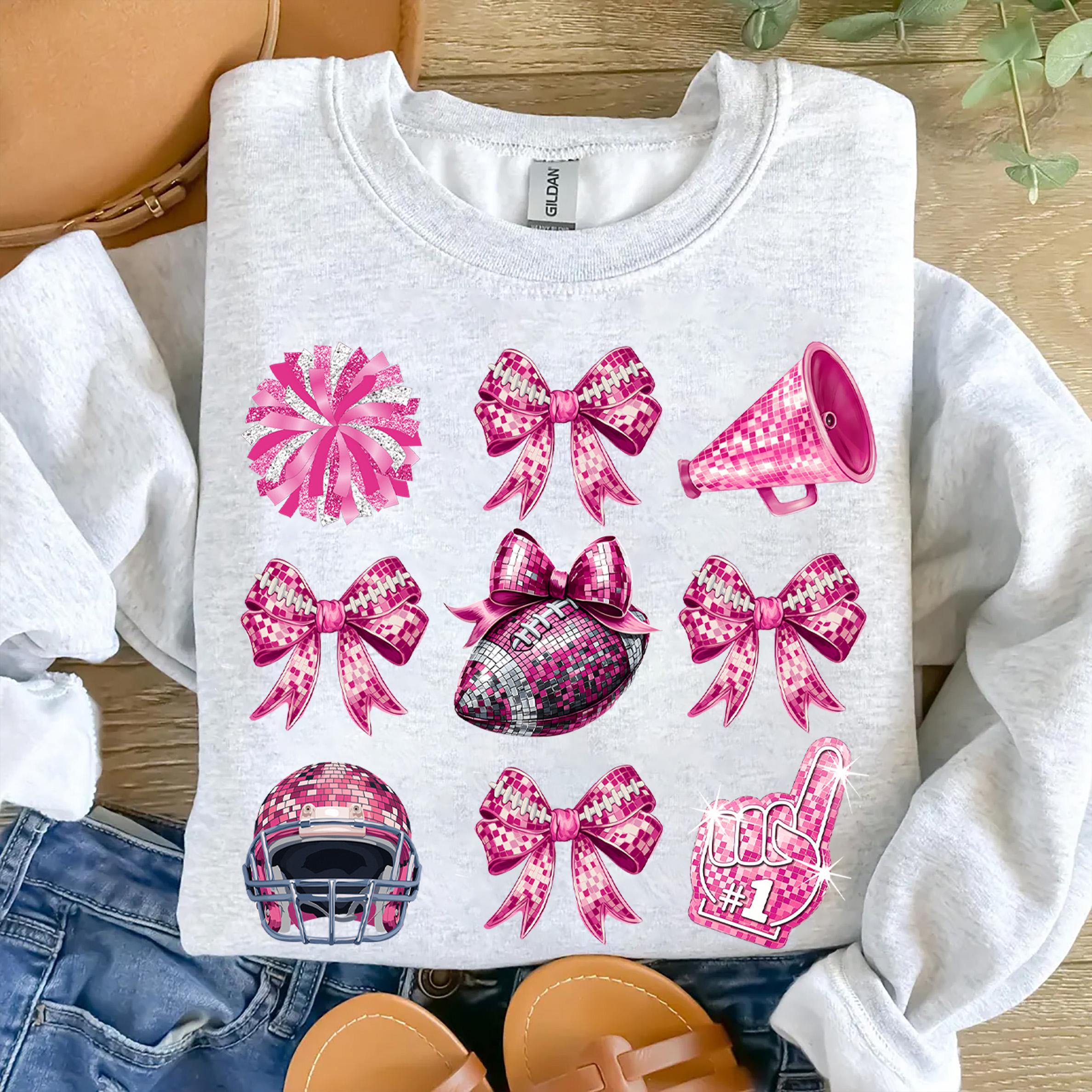Pink Glitter Football Png, Football Coquette Bow Pink Png, Football ...