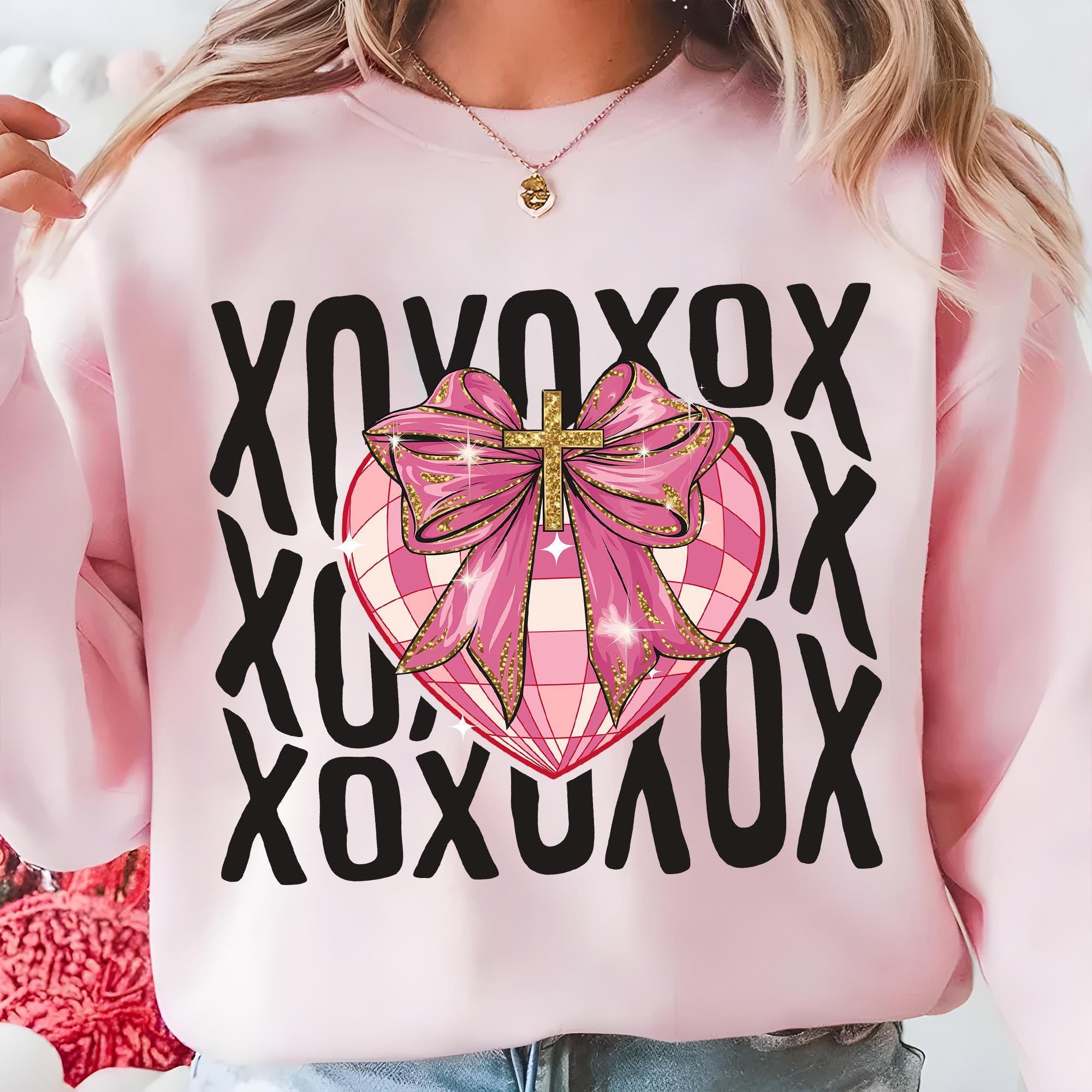 Retro Xoxo PNG, Jesus Loves You Valentine Png Designs, Glitter ...