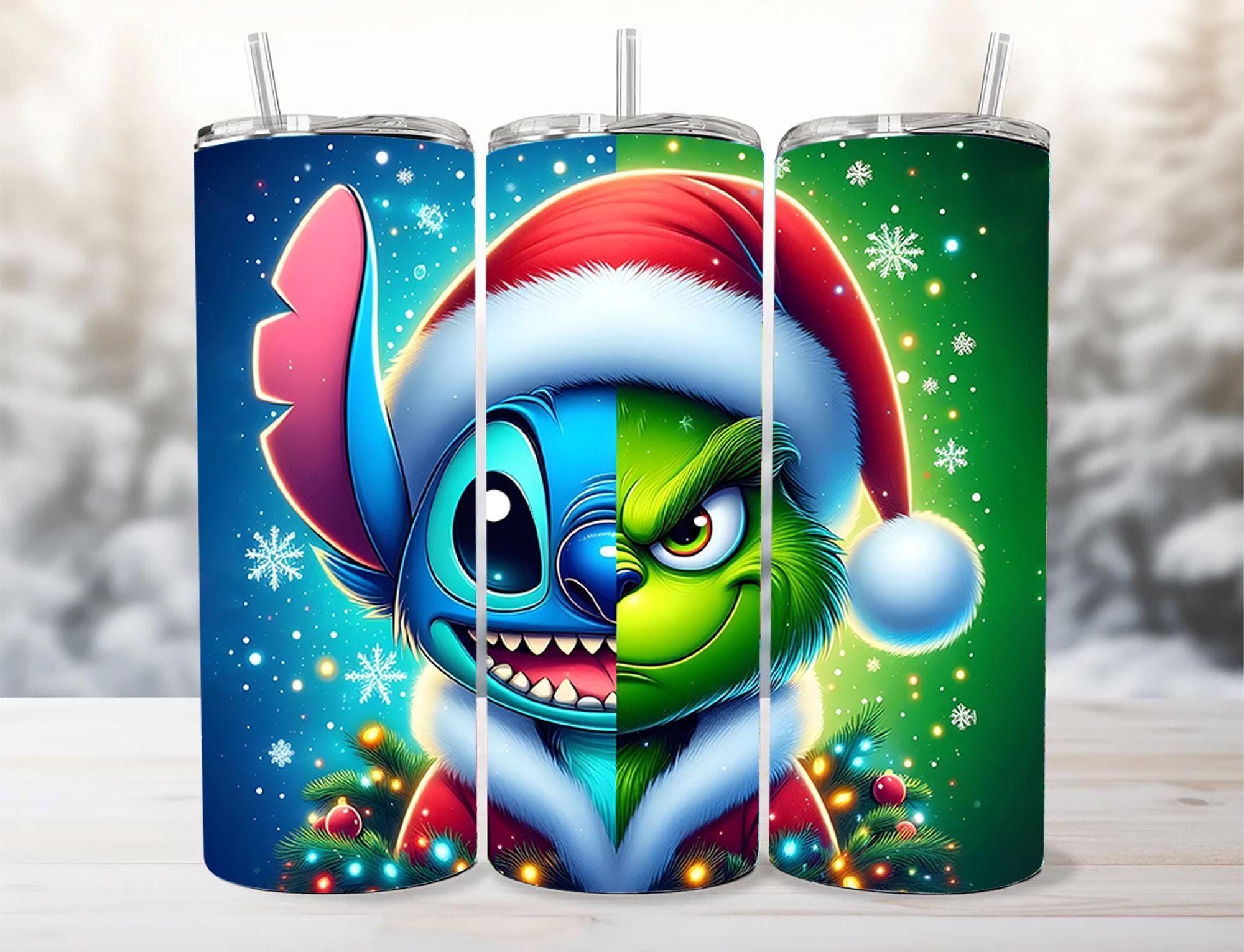 Mean Guy and Friends Christmas 20 Oz Skinny Tumbler Wrap Png, Stitch ...