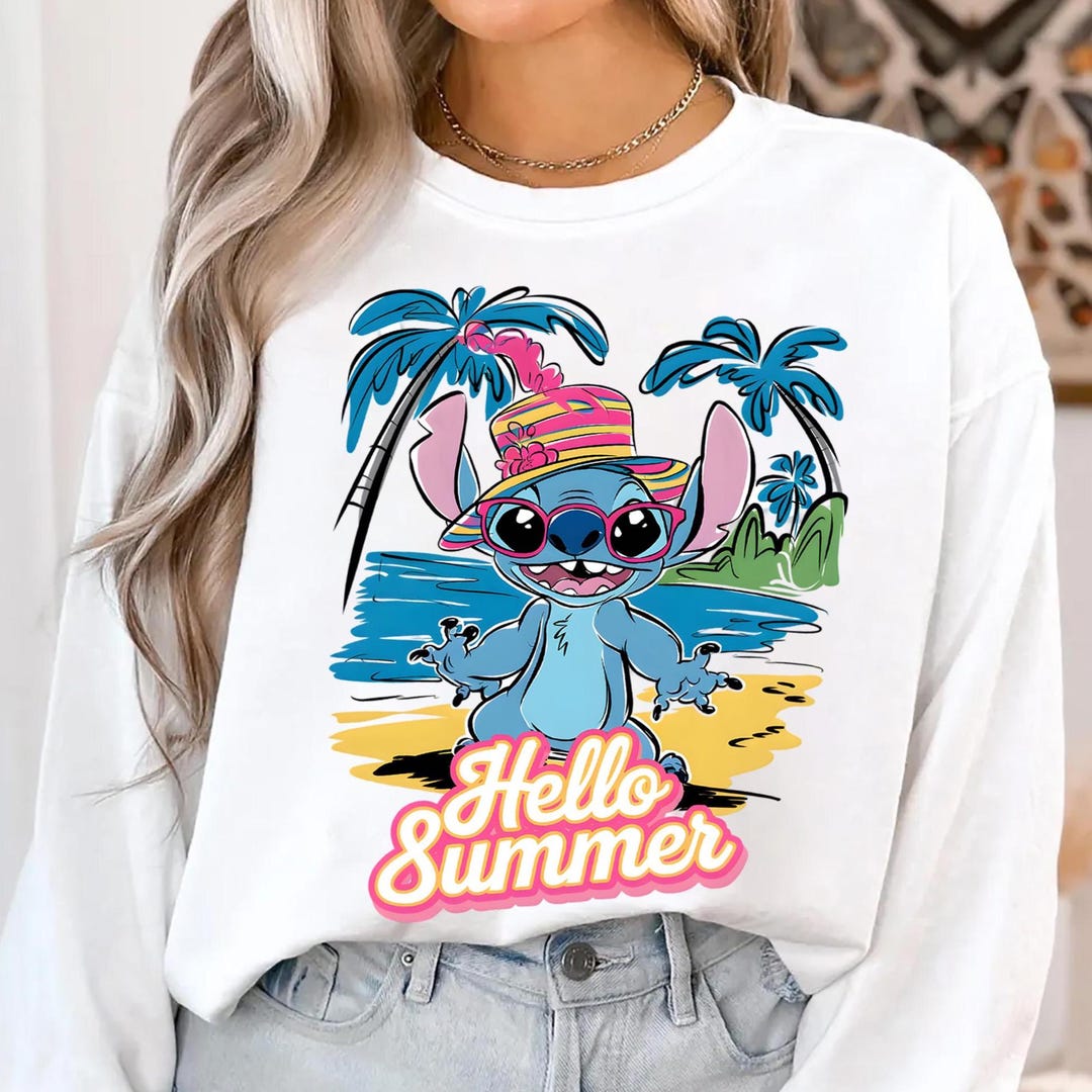Stitch Hello Summer Vibes Design Png, Stitch on Beach Image Png, Stitch ...