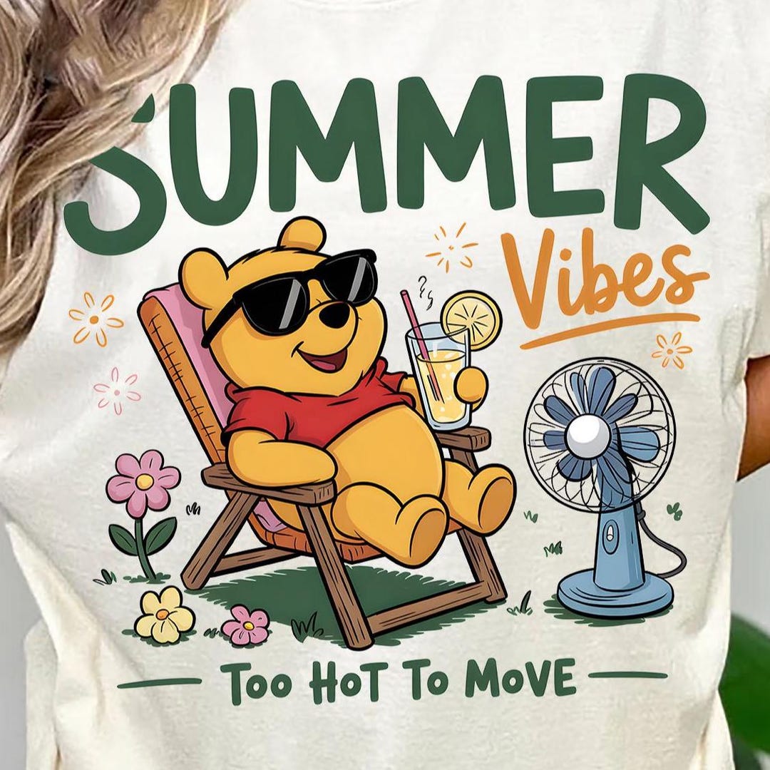 Summer Vibes Too Hot to Move Png, Funny Pooh Png, Summer Vacation Png ...