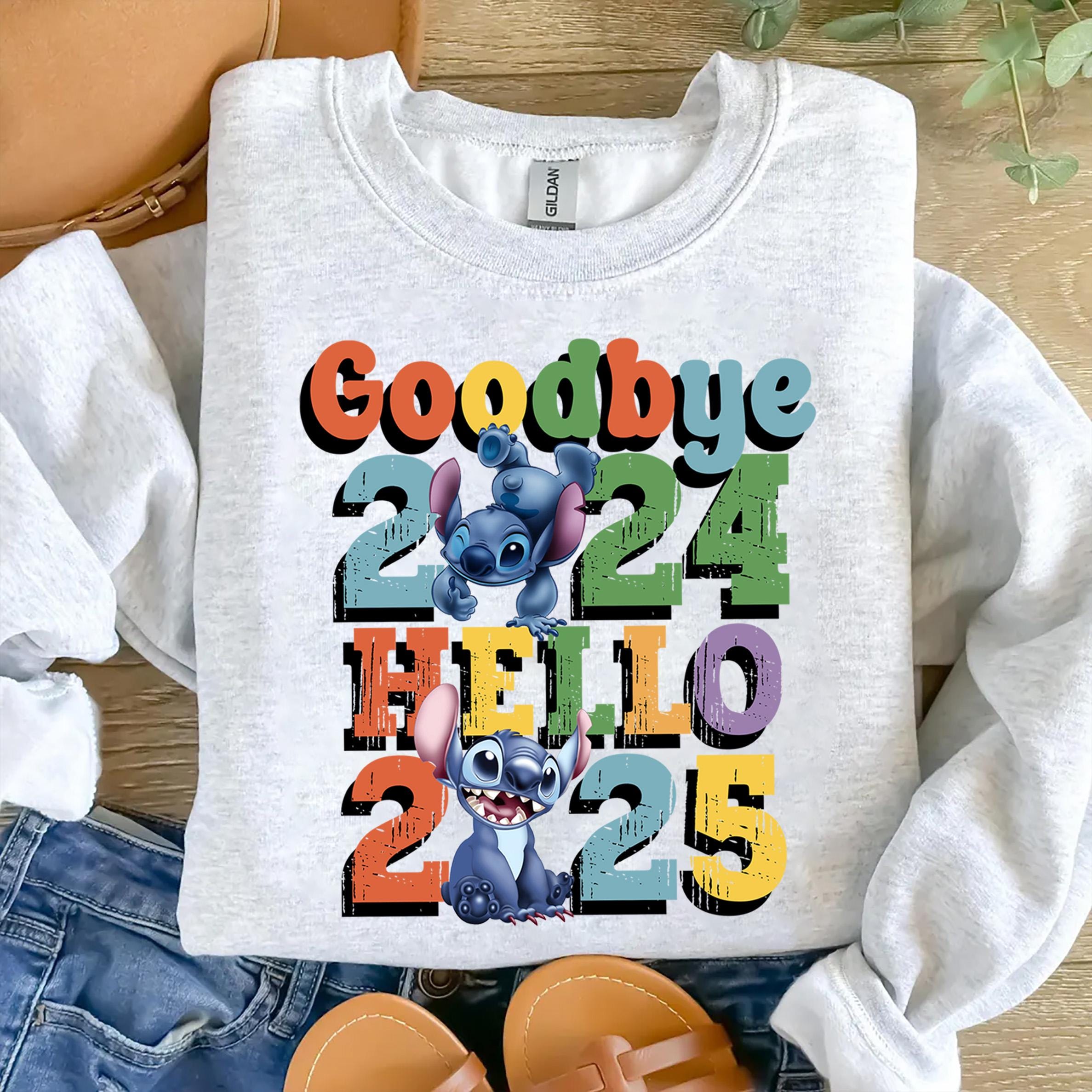 Happy New Year Stitch Png, Goodbye 2024 Hello 2025 Sublimation Designs ...