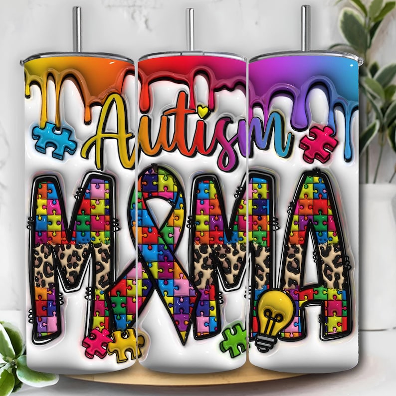Autism Awareness Tumbler Wrap 20 Oz Bundle Png, Autism Puzzle Piece ...