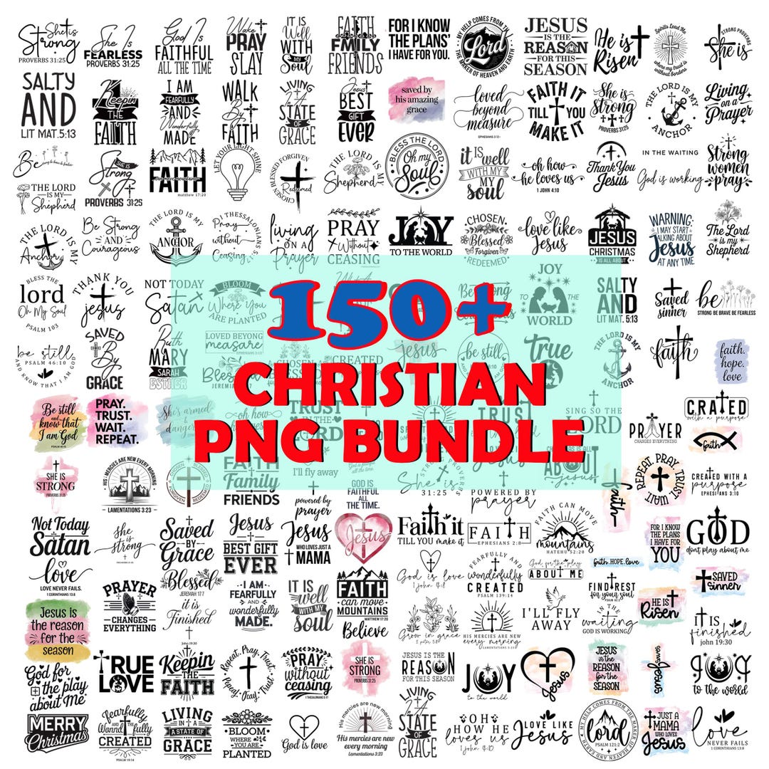 150+ Designs Christian Png Mega Bundle, Scripture Bundle, Bible Verse ...