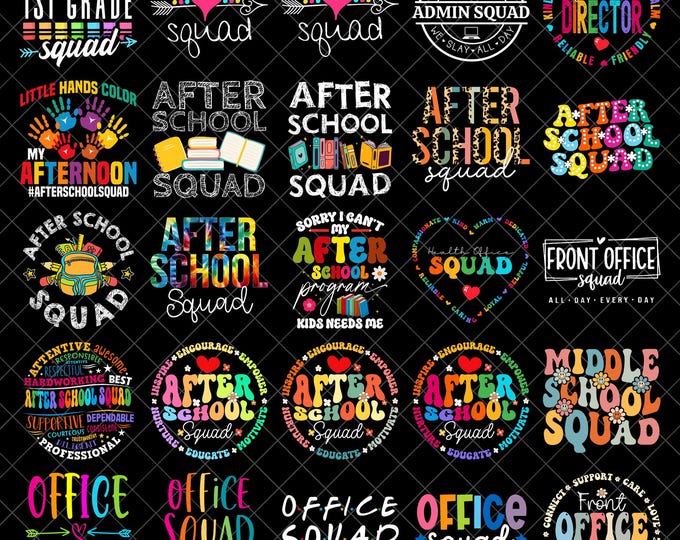 School Squad PNG Bundle, After School Squad Sublimation Designs, Office ...