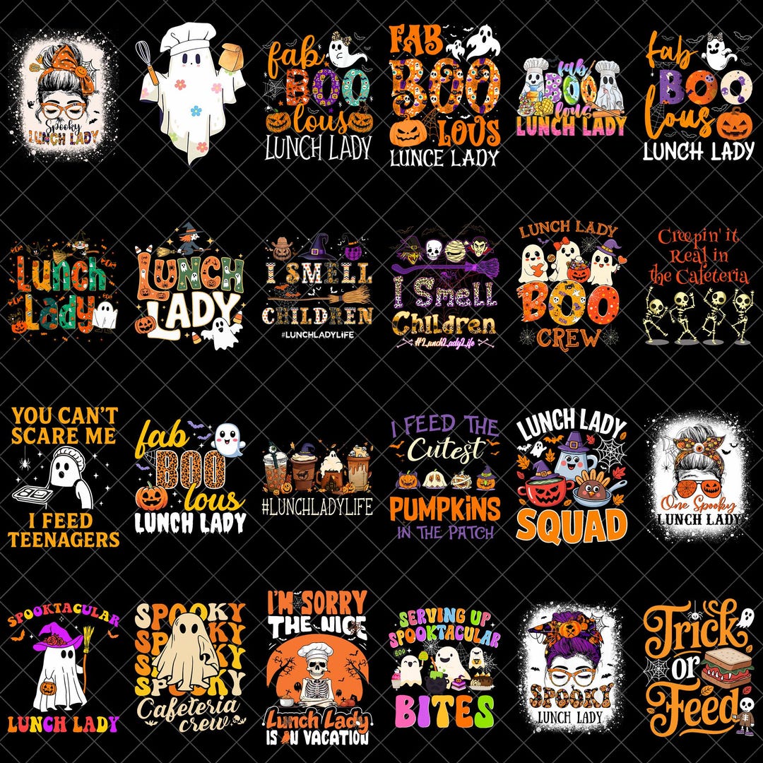 Halloween Lunch Lady PNG Bundle, Spooky Kitchen Staff PNG, Funny School ...