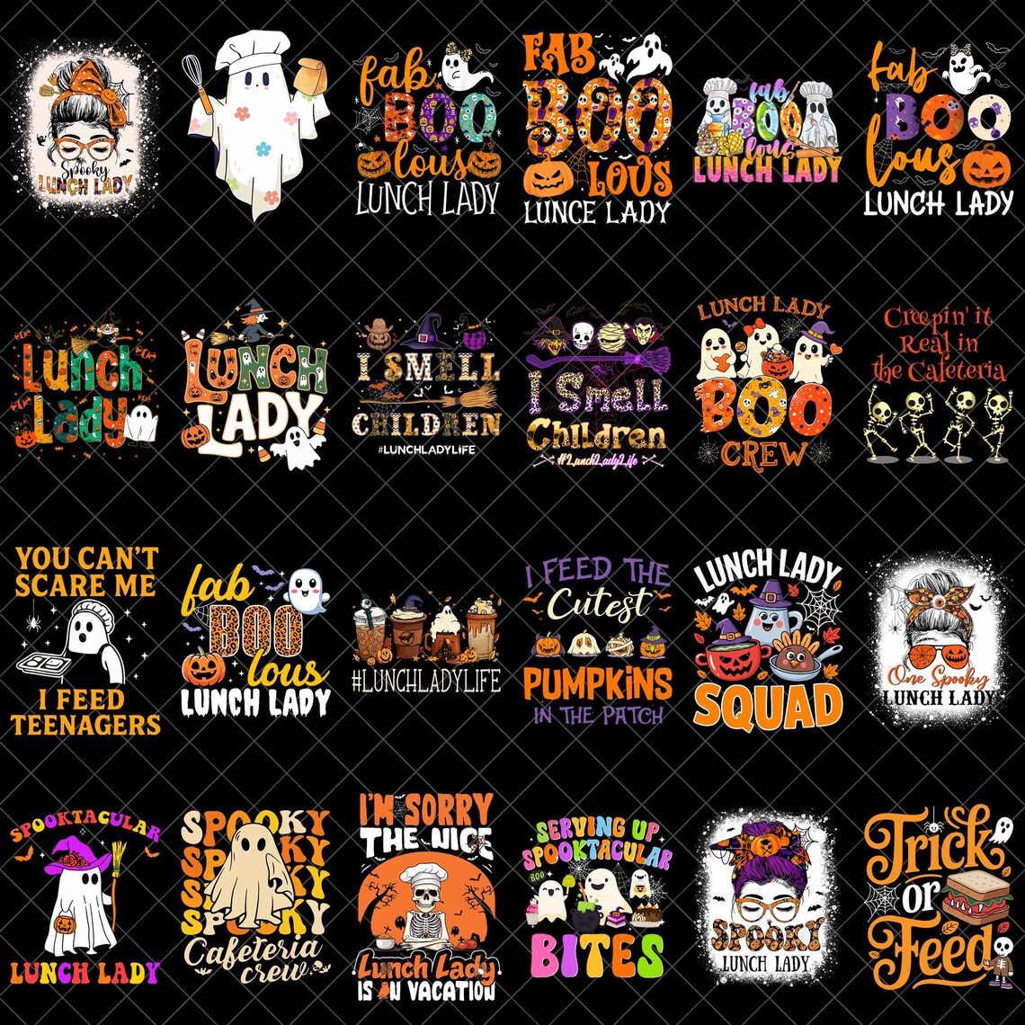 Halloween Lunch Lady PNG Bundle, Spooky Kitchen Staff PNG, Funny School ...