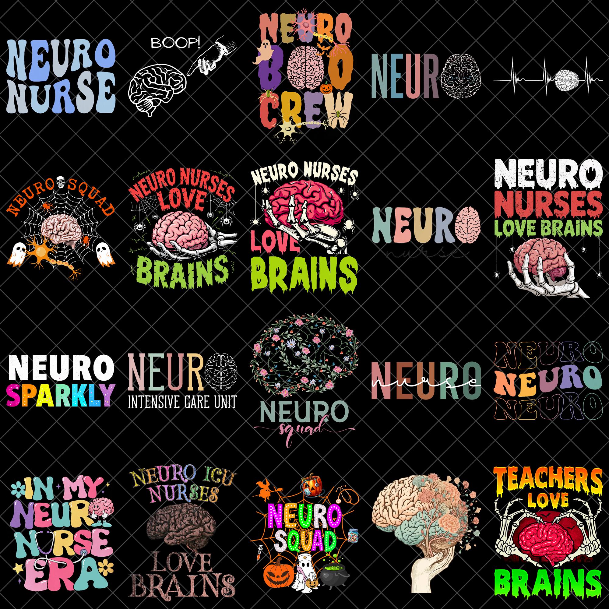 Neuro Nurse Halloween PNG Bundle, Brain Neuro ICU Sublimation Designs ...
