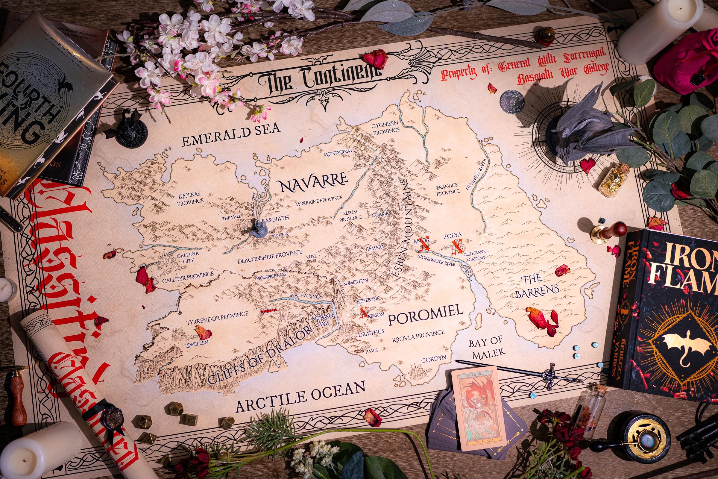 The Continent Map, Fourth Wing General Sorrengail's Map-rebecca Yarros ...