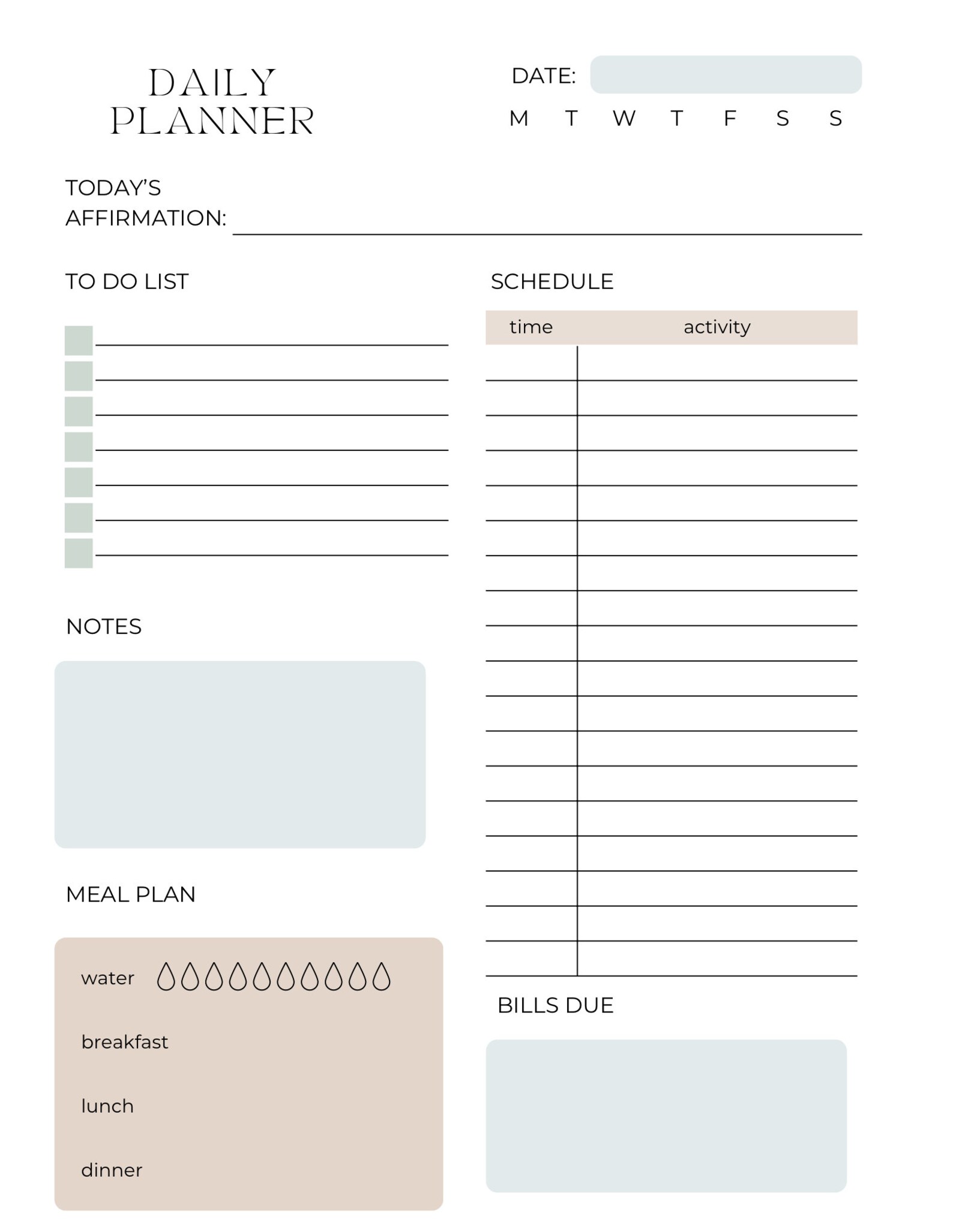 Printable Daily Planner - Etsy