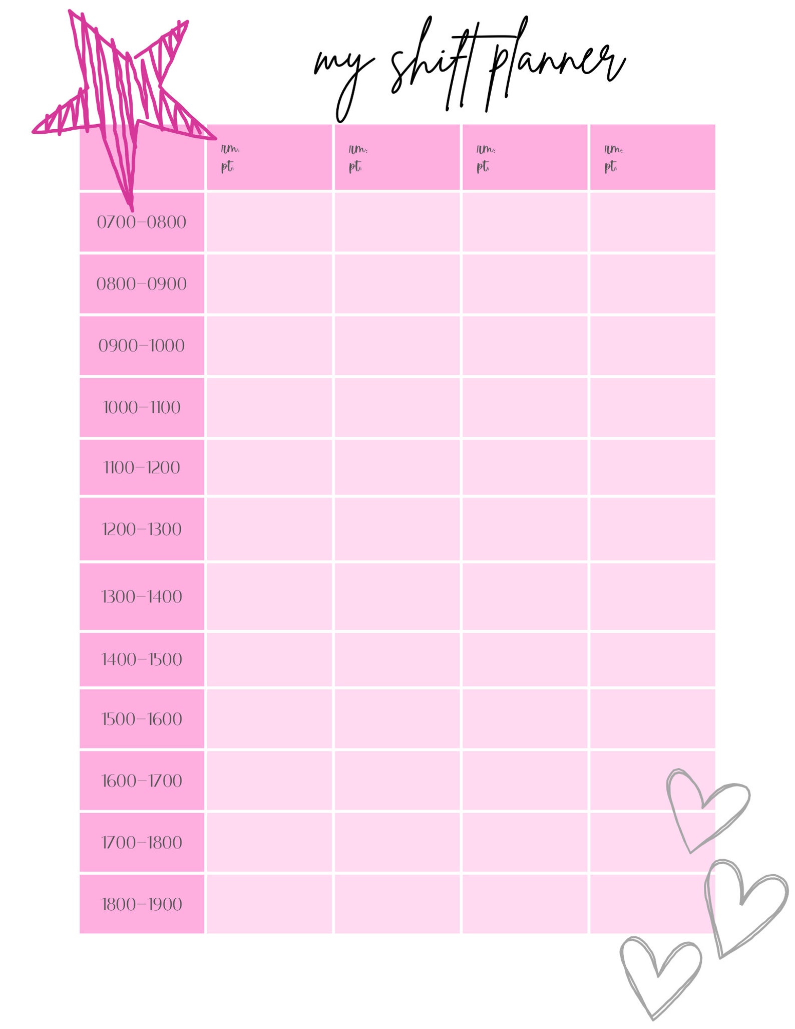Printable Shift Planner - Etsy