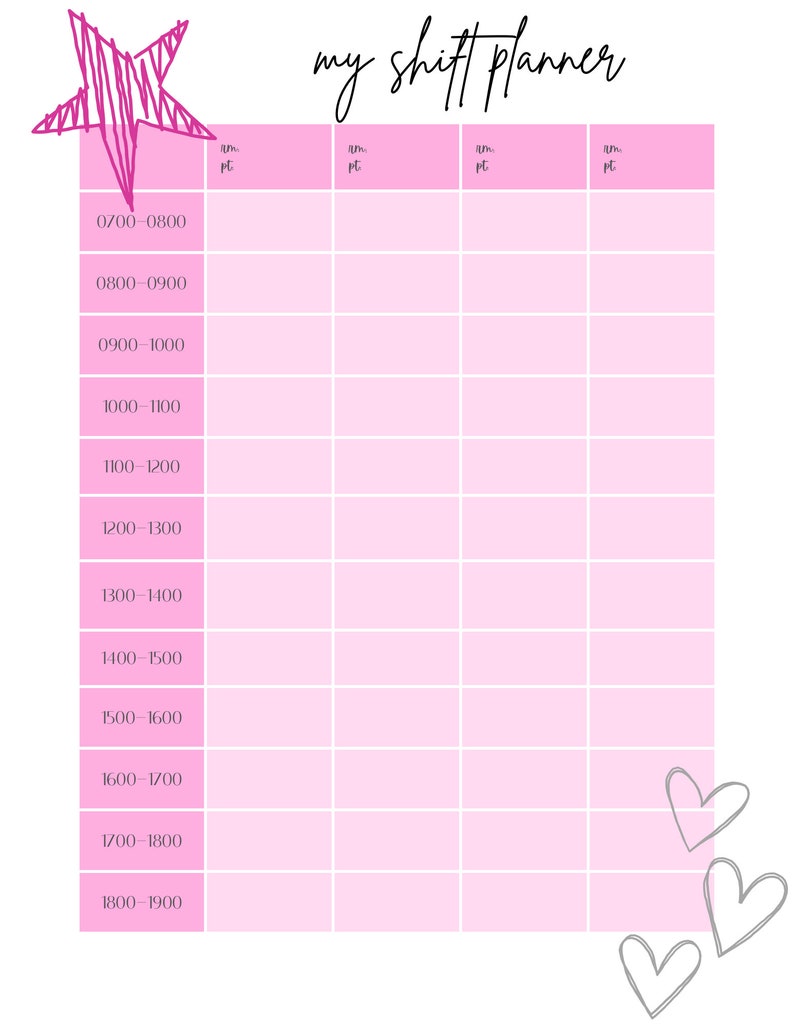 Printable Shift Planner - Etsy