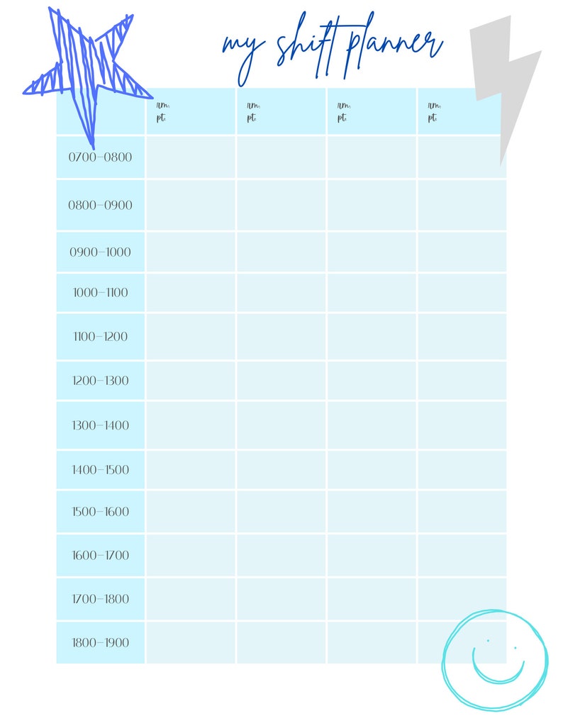 Printable Shift Planner - Etsy