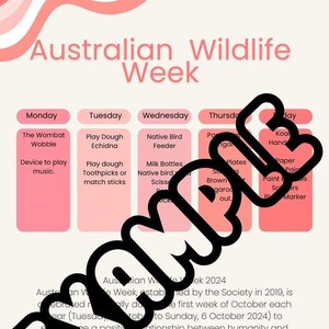 Australian Wildlife Week Example Program 5 Activities + EYLF for FDC ...