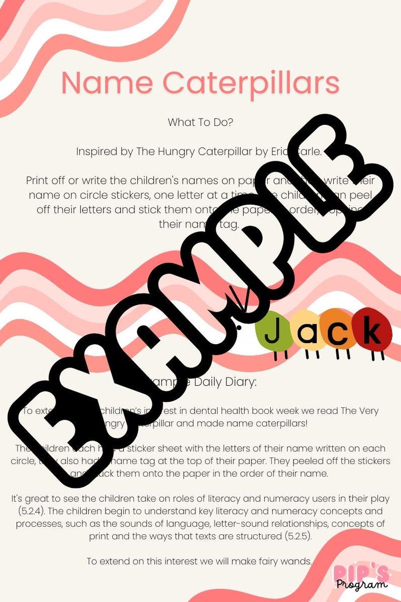 Book Week Example Program 5 Activities + EYLF for FDC and LDC - Etsy
