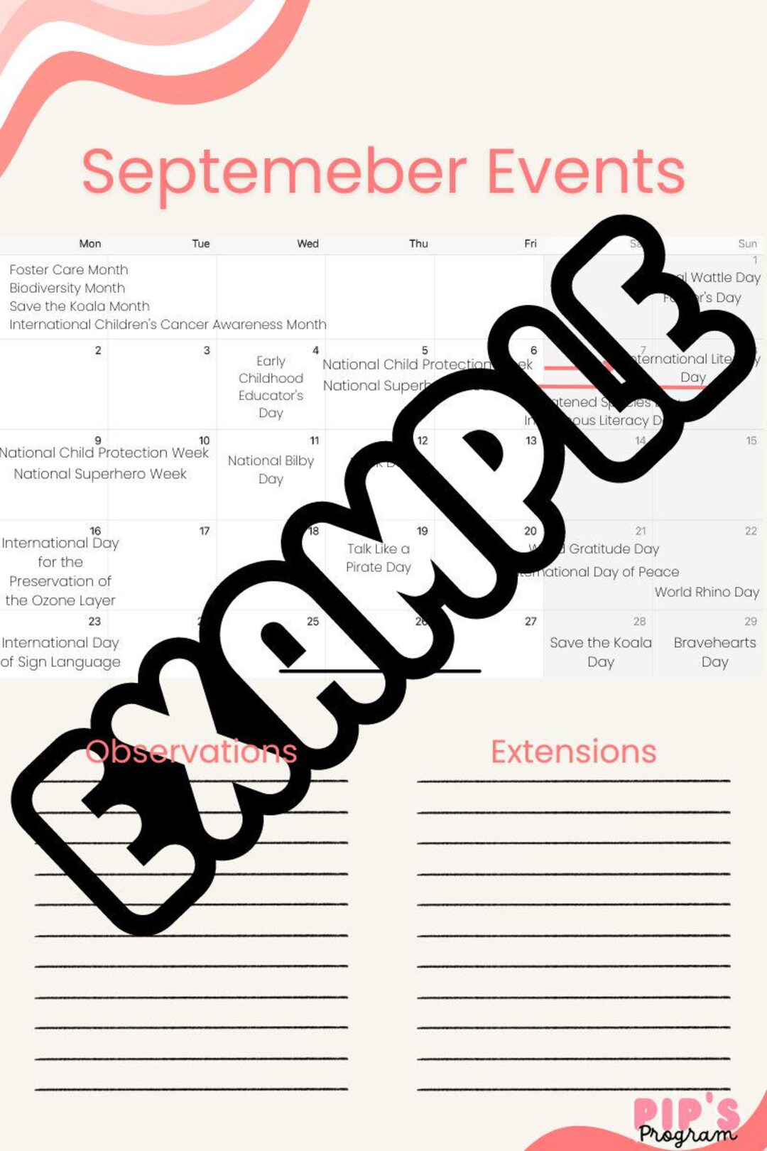 August - December Early Education Events Calendar FDC LDC Planner - Etsy