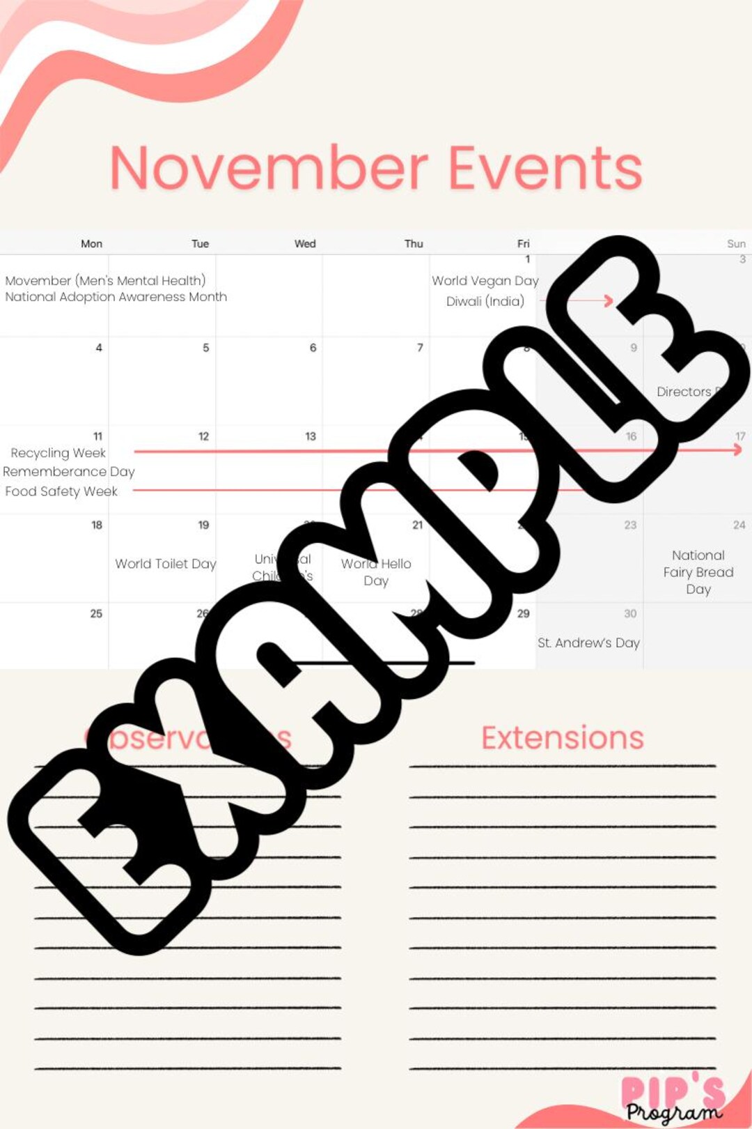 November Example Program + 19 Activities Including Recycling Week and ...