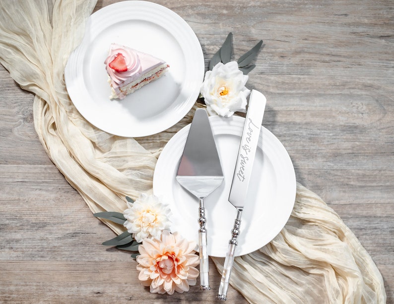Pearl Wedding Cake Knife and Server Set - Etsy