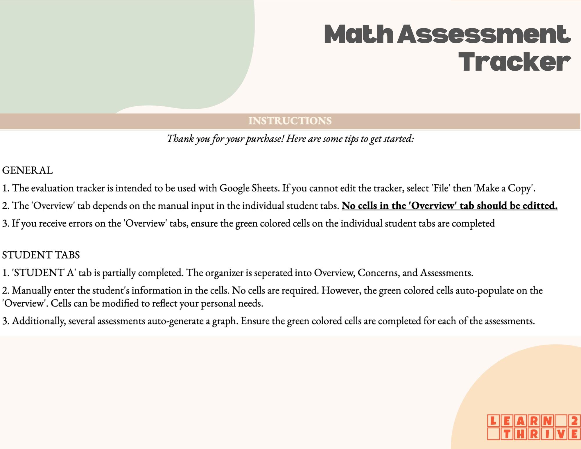 Math Assessment Tracker: Student Progress Monitoring & Data ...