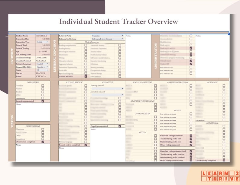 Evaluation Tracker | School Psychologist Spreadsheet | Student Eval ...