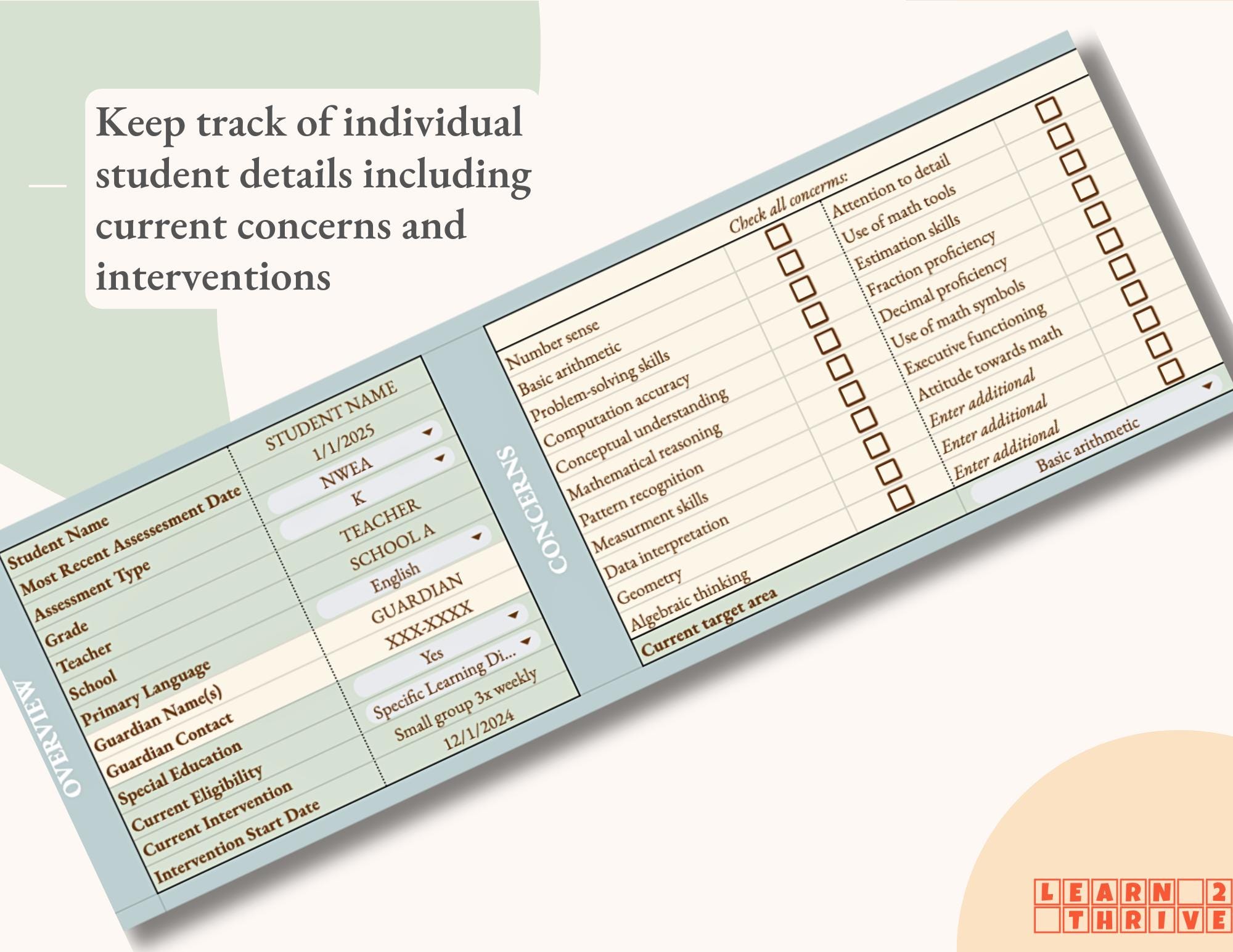 Math Assessment Tracker: Student Progress Monitoring & Data ...