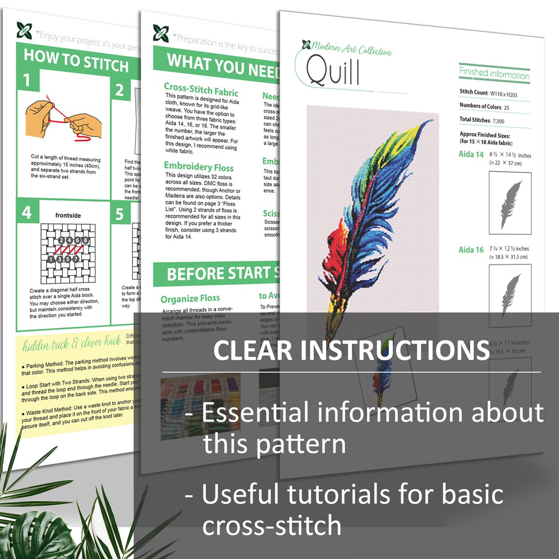 QUILL Cross Stitch PDF Pattern – Detailed & Stitcher-friendly Design - Etsy