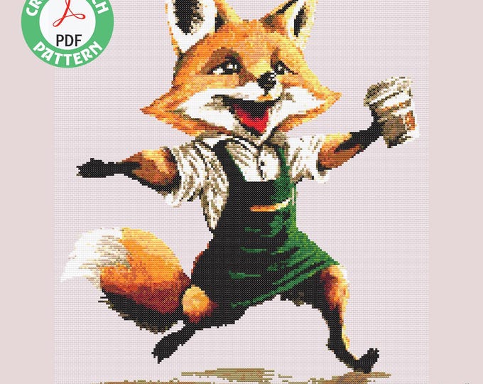 BARISTA FOX Cross Stitch PDF Pattern – Detailed & Stitcher-friendly ...