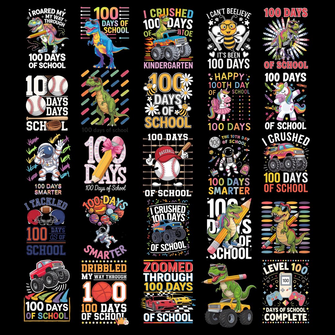 Happy 100th Day of School Png Bundle, 100 Days of School Png, I ...