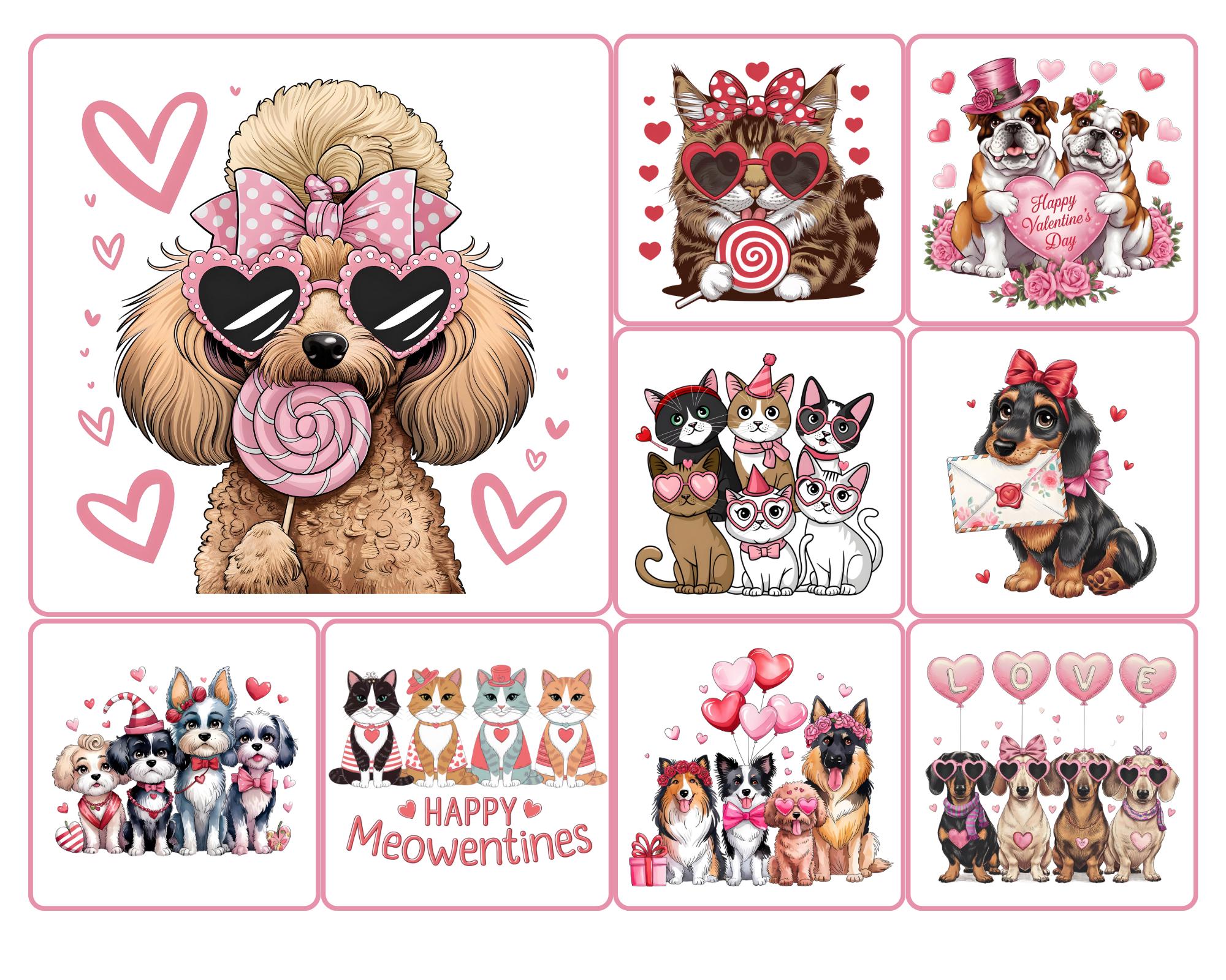 Valentines Day Dogs Png Bundle, Cute Valentines Day Png, Love Png, Cat ...