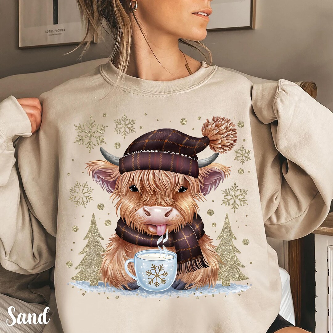 Cute Highland Cow PNG, Highland Cow Christmas Png, Christmas Trees ...