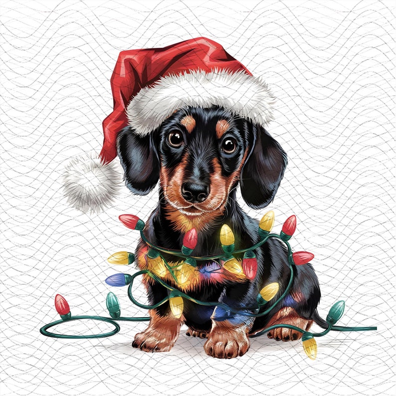 Dachshund Puppy Christmas Lights Png, Dog Black Png, Dachshund ...