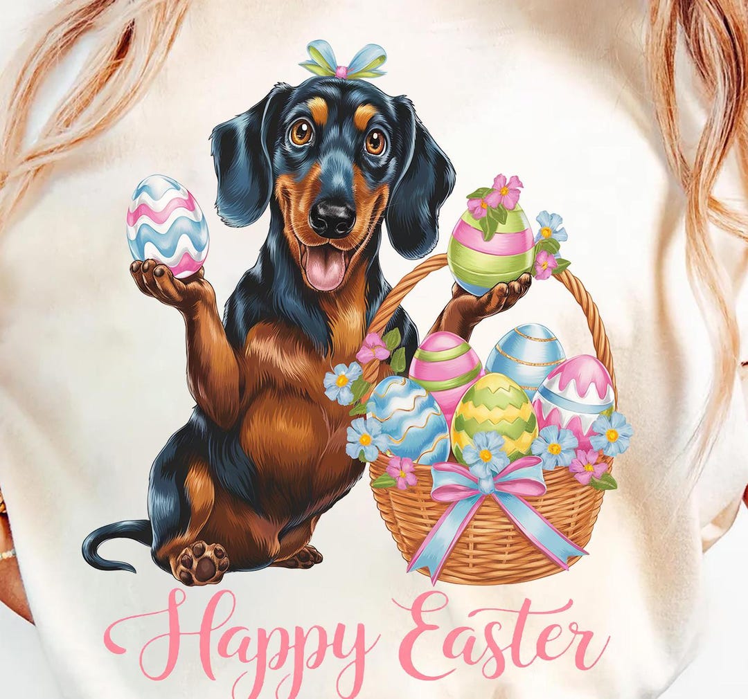 Easter Dachshund PNG, Spring Wiener Dog Png, Pastel Sausage Dog ...